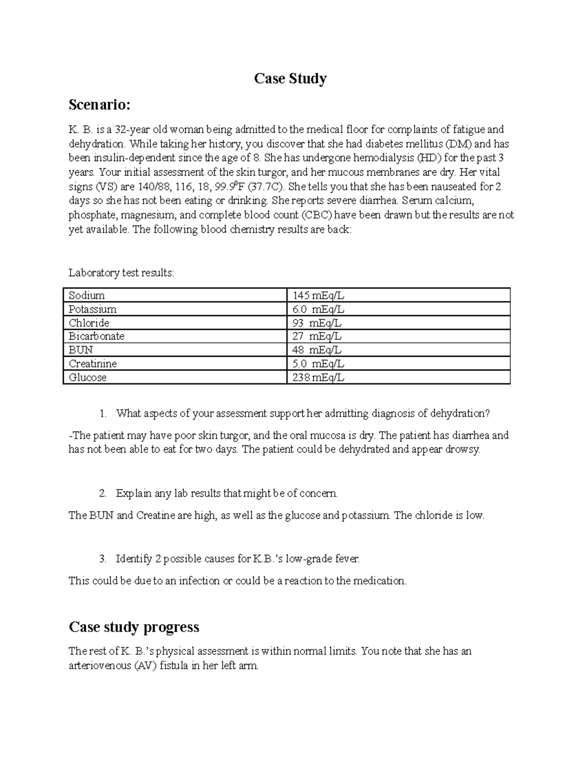 Case Study Week 6 - Case Study Scenario: K. B. is a 32-year old woman ...