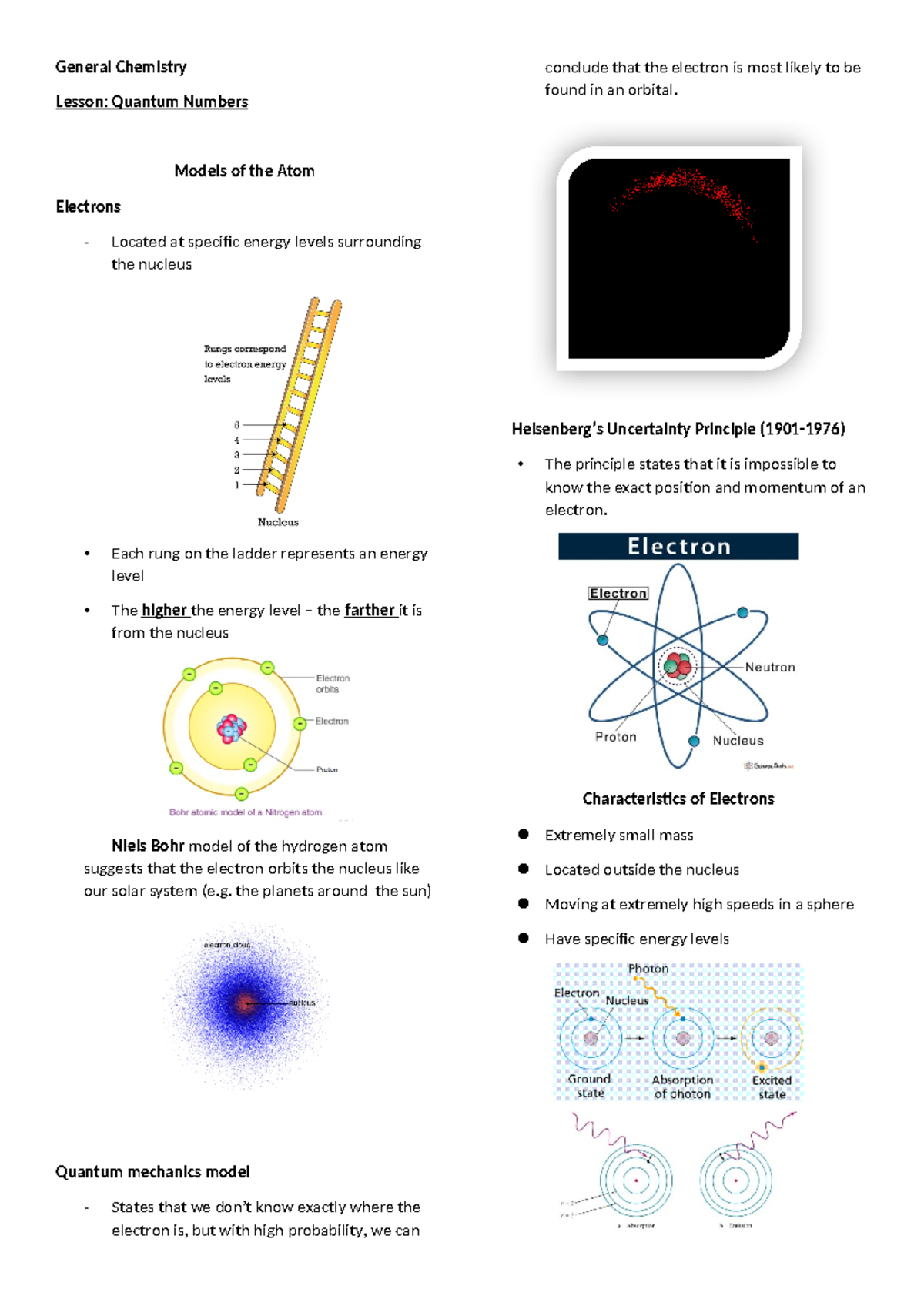 General-Chemistry - General Chemistry Lesson: Quantum Numbers Models of ...