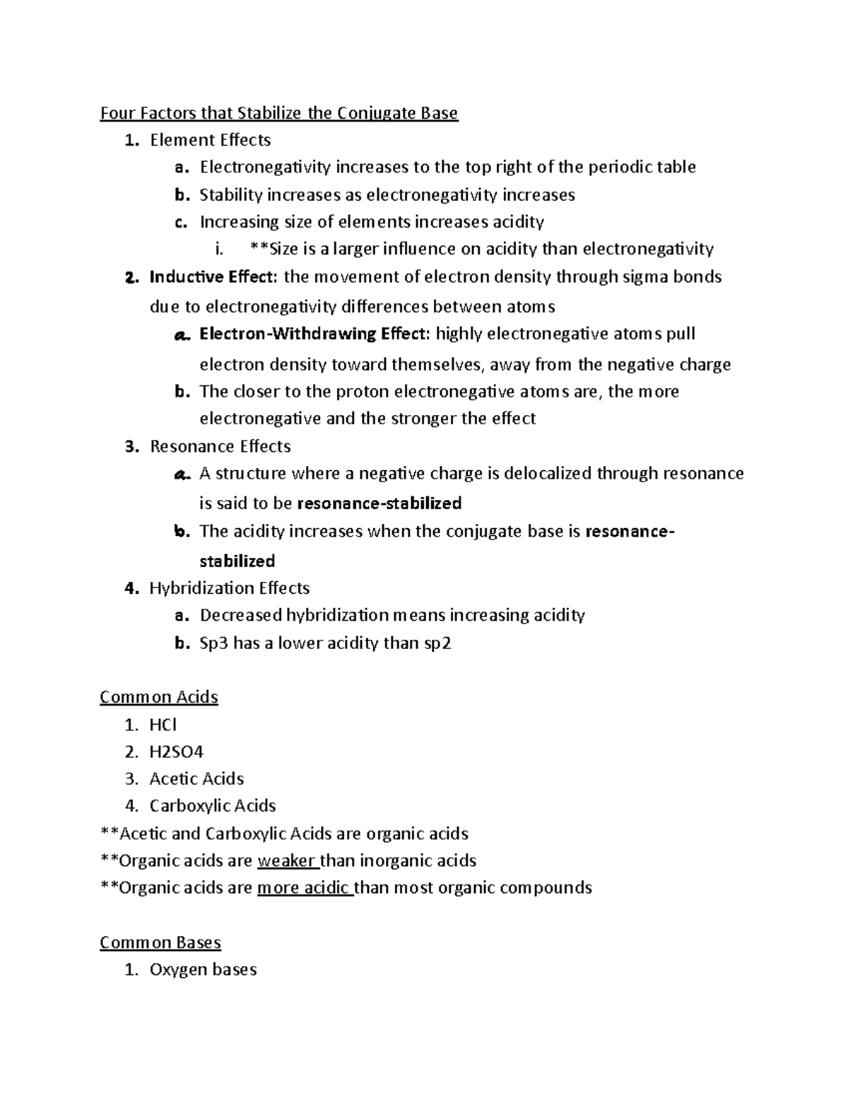 Organic Chemistry Notes - Chapter 2 Part 3 - Four Factors that ...