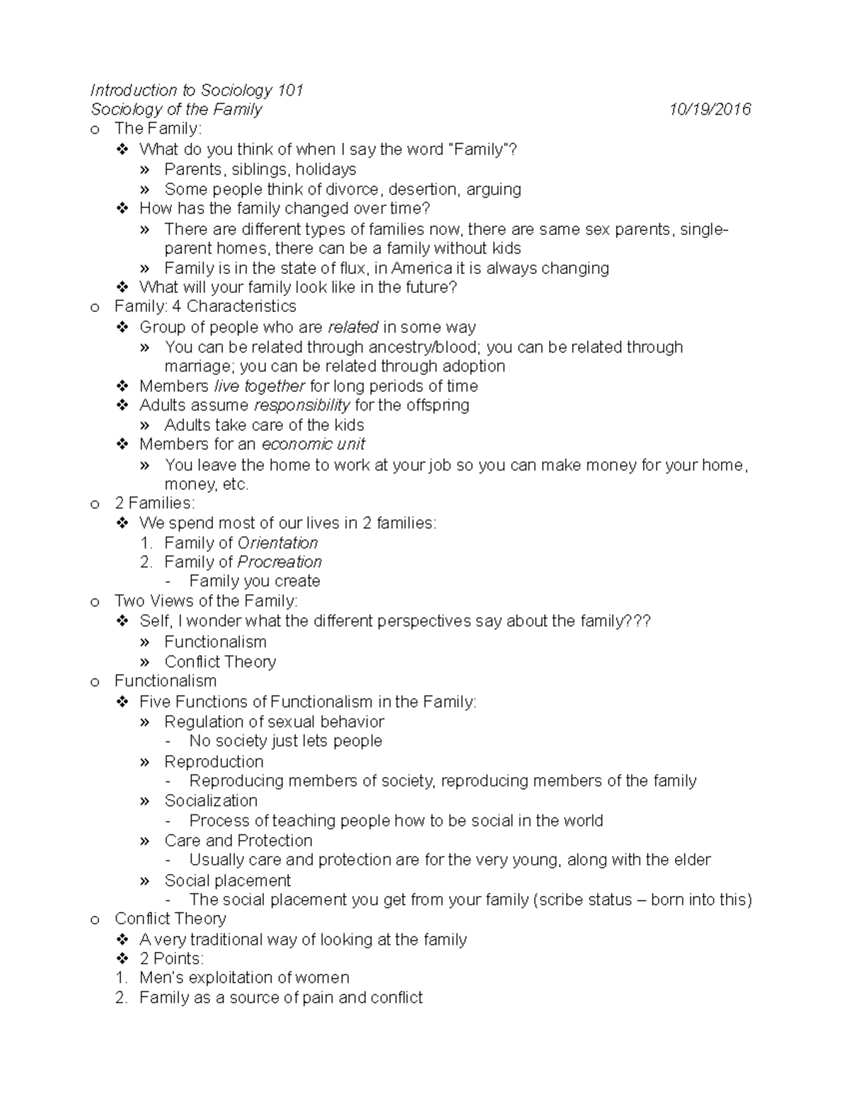 SO 101 - Introduction to Sociology - Sociology of Family Notes ...