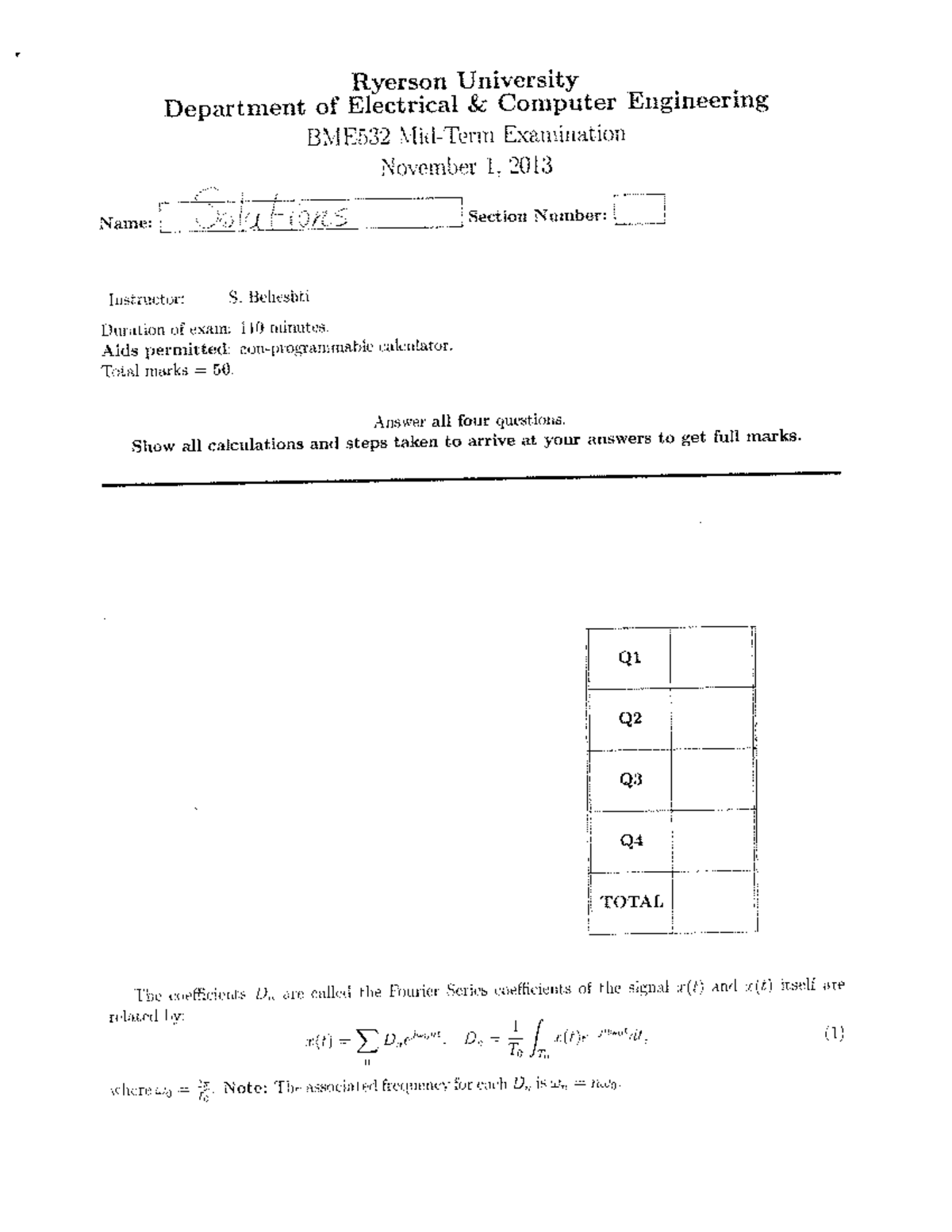 Exam 1 November 2013, questions and answers - Mid-Term - BME 532 - Studocu