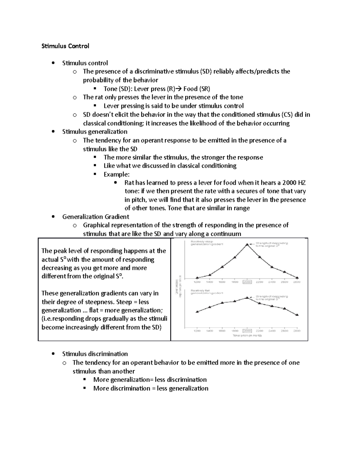 Stimulus Control Overview Of Lecture Notes Homework Textbook Readings And Other Material