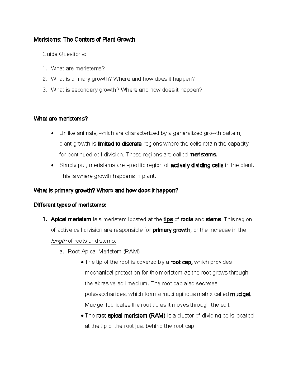 Meristems - These regions are called meristems. Simply put, meristems ...