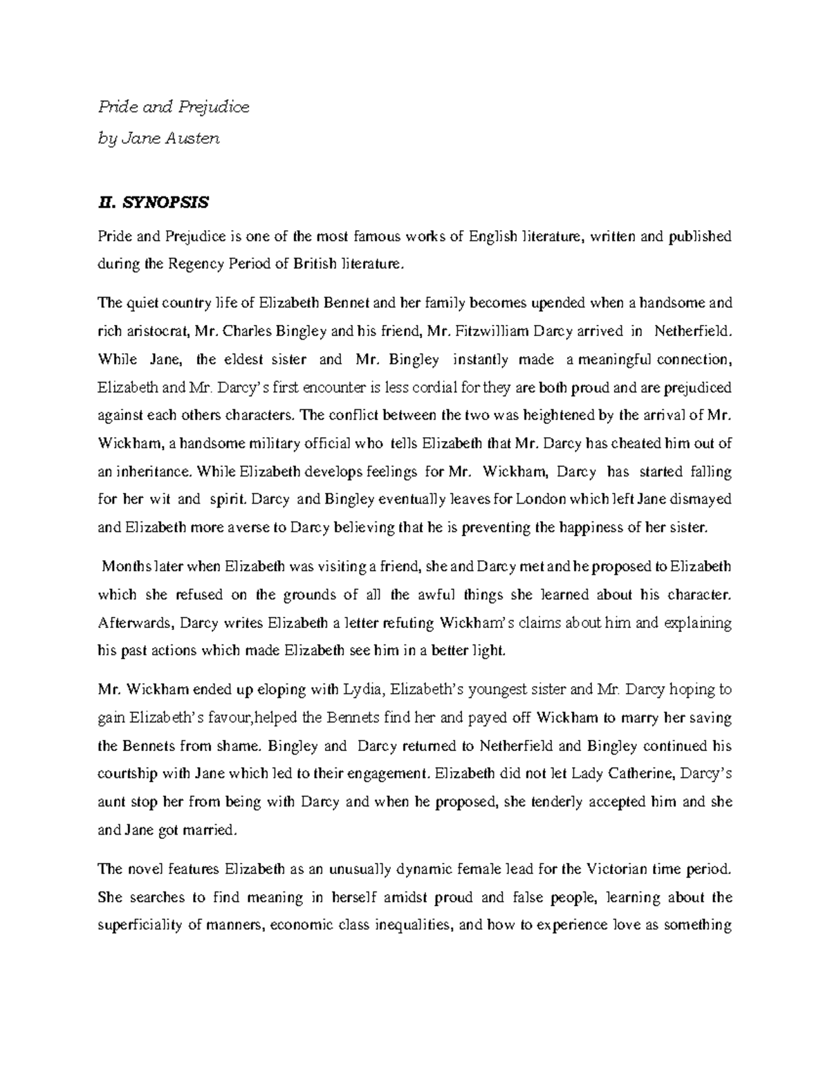 Novel Critical Literary Analysis - Pride and Prejudice by Jane Austen ...