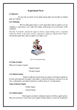 Thermo Exp No5 Petrol Engine 4 Stroke - Experiment No 5 To Study The ...