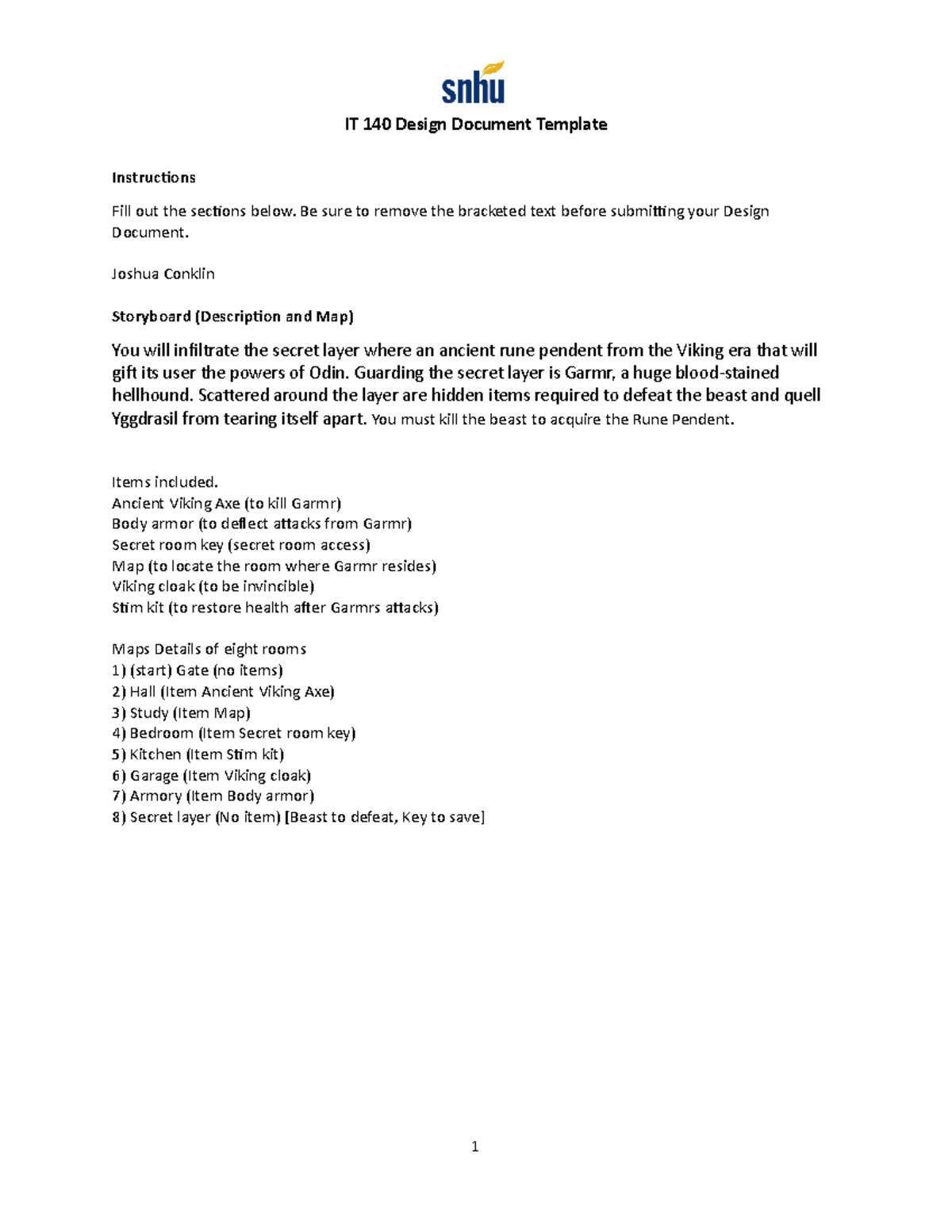 Snhu It 140 Module 5 Project It 140 Design Document Template Instructions Fill Out The