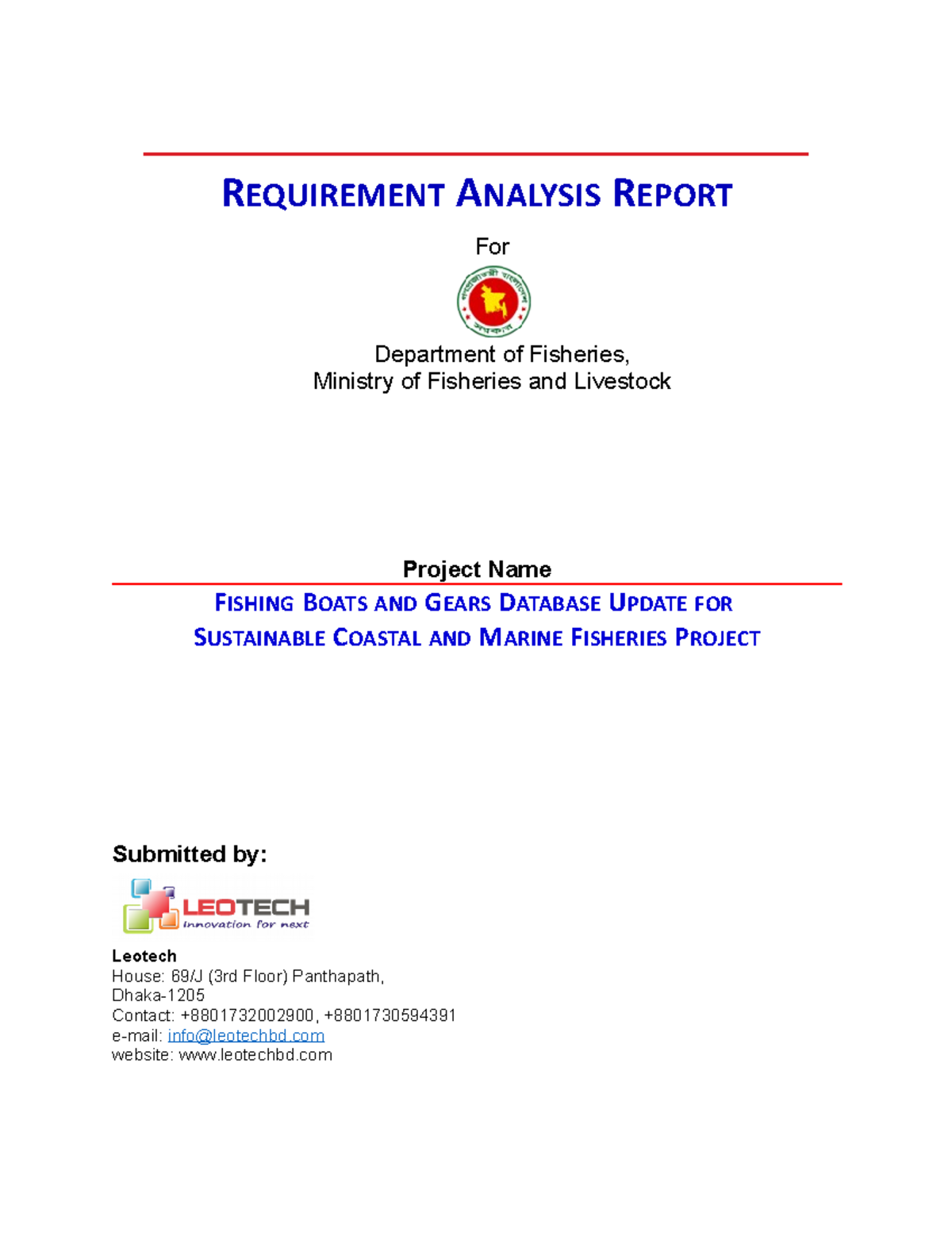 Requirement analysis report v3 - REQUIREMENT ANALYSIS REPORT For ...