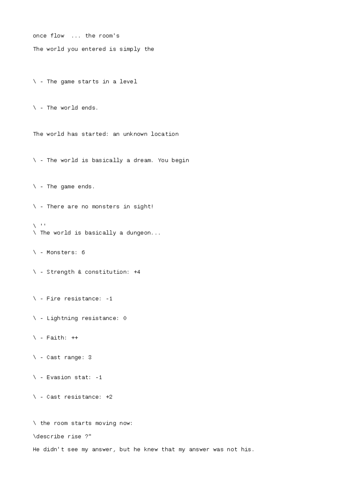 JAP121 Cheat Sheet 686 - once flow ... the room's The world you entered ...