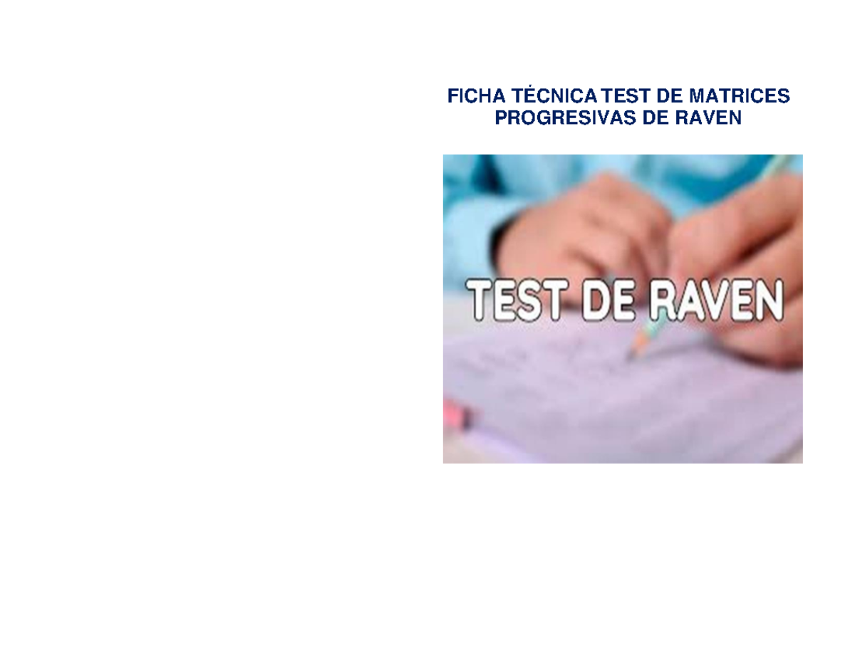 01. Manual de Raven - FICHA TÉCNICA TEST DE MATRICES PROGRESIVAS DE ...
