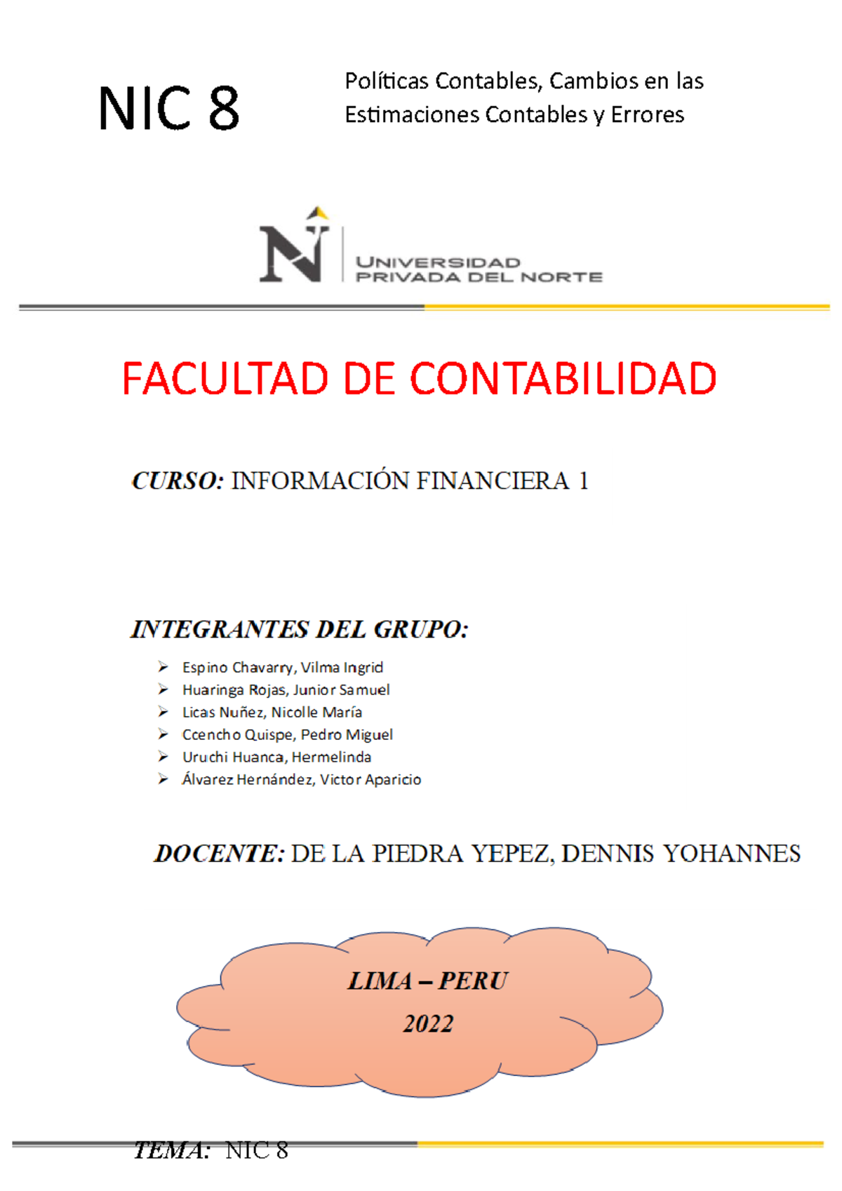 NIC 8 - trabajo infografia de la nic 8 - TEMA: NIC 8 FACULTAD DE ...