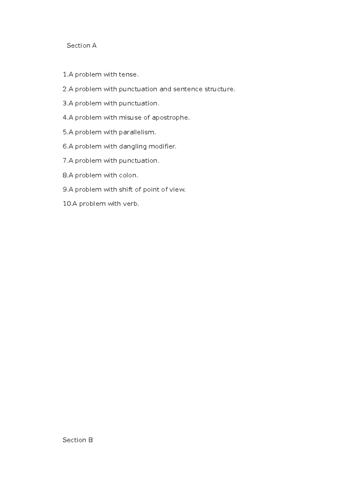 Acad 100 2023 - Acad 100 2023 - Section A 1 problem with tense. 2 ...