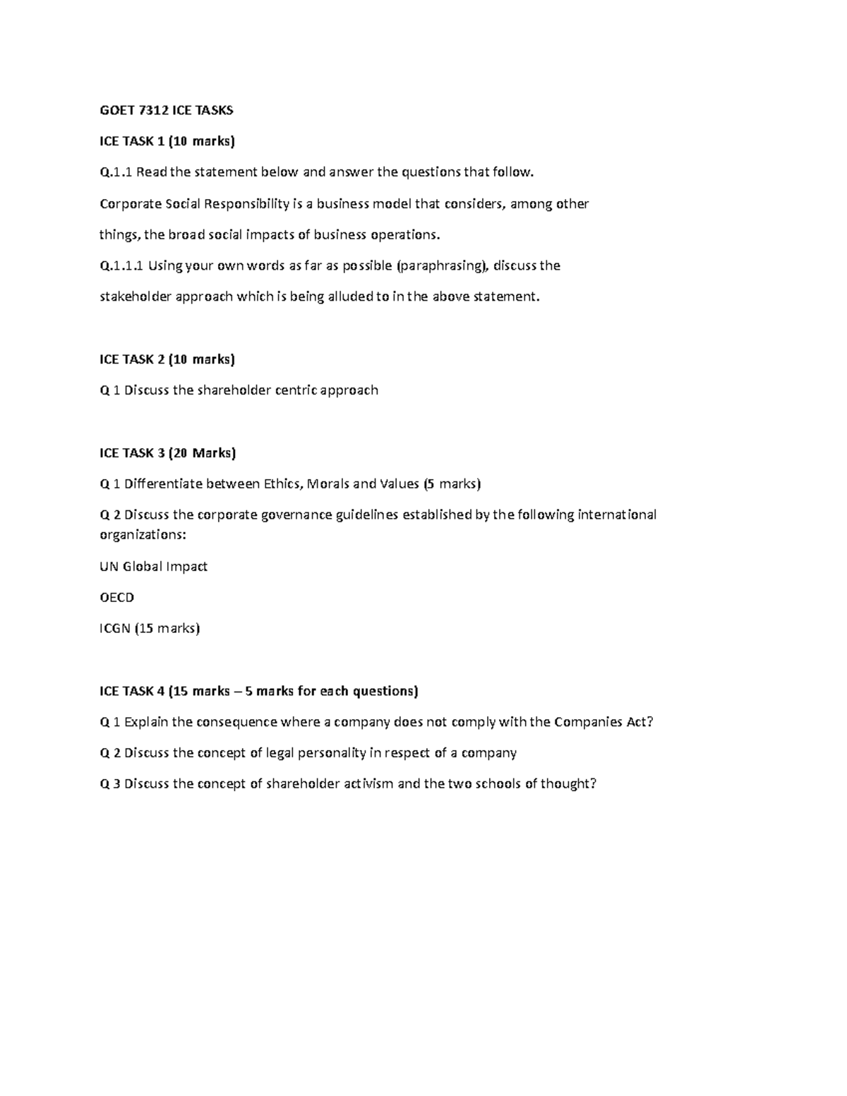 GOET 7312 ICE Tasks - practicals tests - GOET 7312 ICE TASKS ICE TASK 1 ...