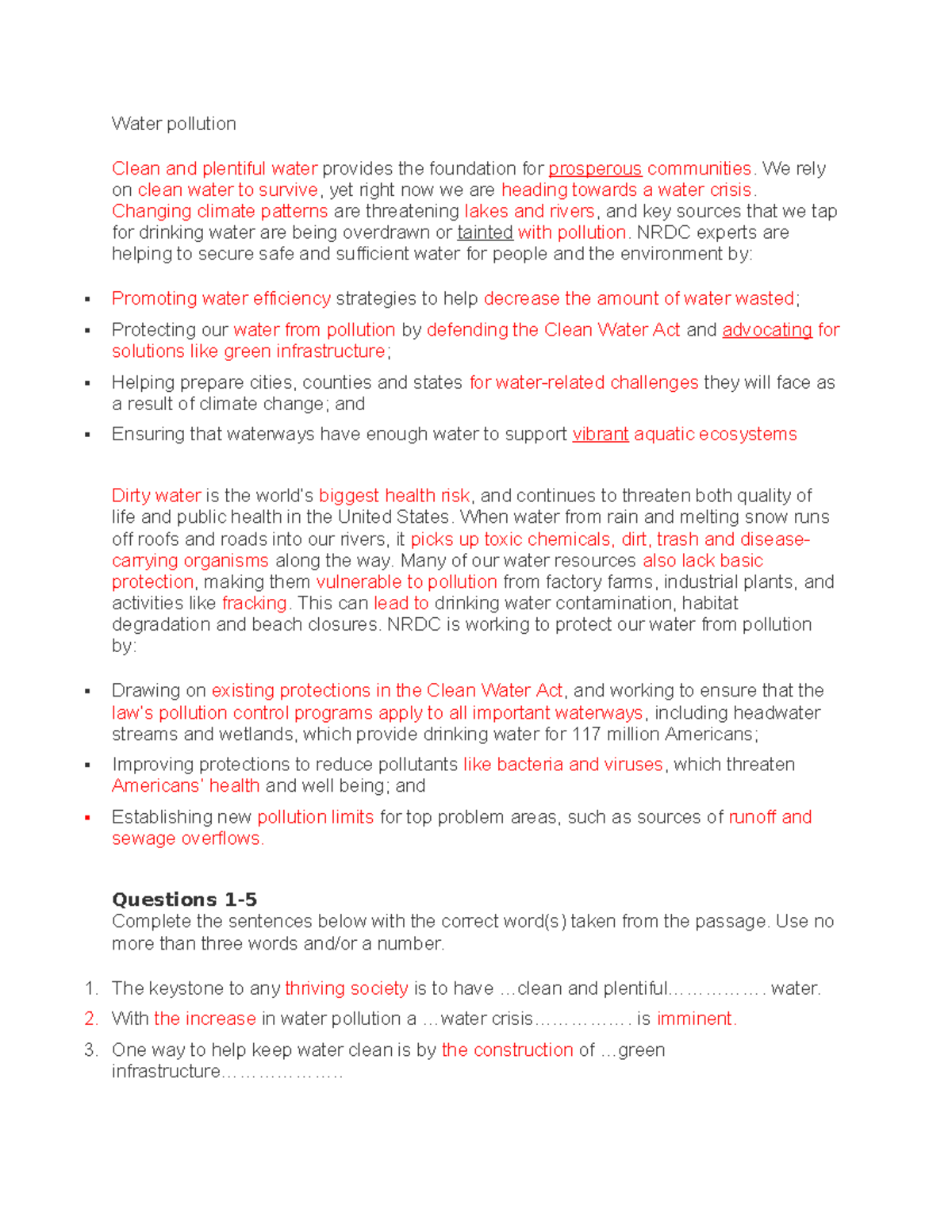 Water pollution - good - Water pollution Clean and plentiful water ...