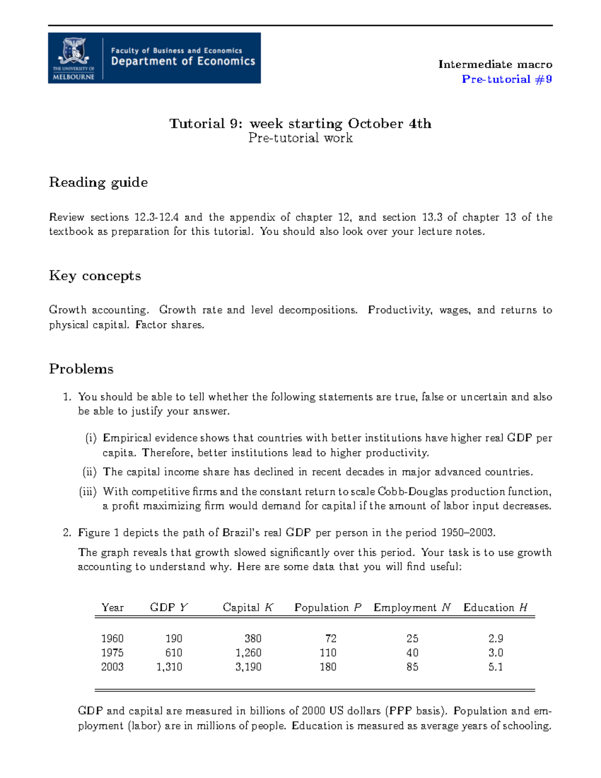 Pretutorial 9 - Pre tute 9 - Intermediate macro Pre-tutorial # Tutorial 9: week starting October ...