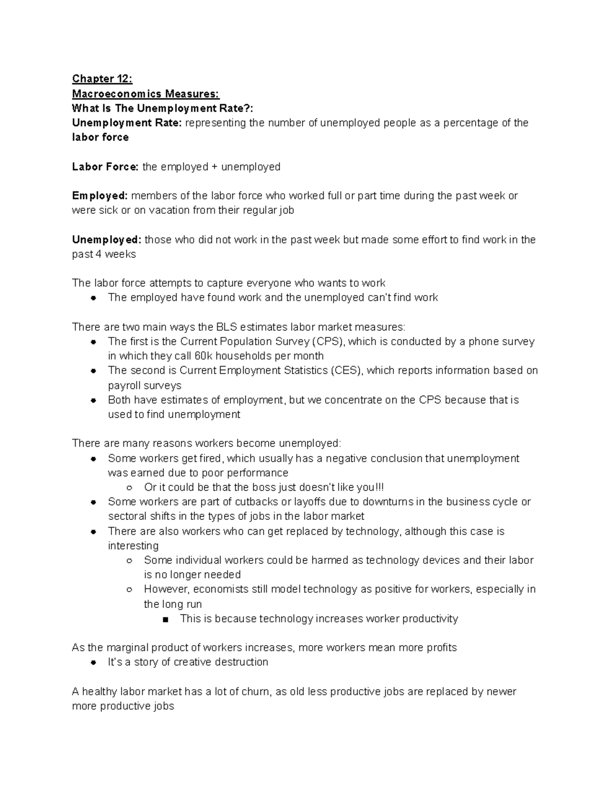 Macroeconomics Chapter 12 Macroeconomic Measures Part VI - Chapter 12 ...