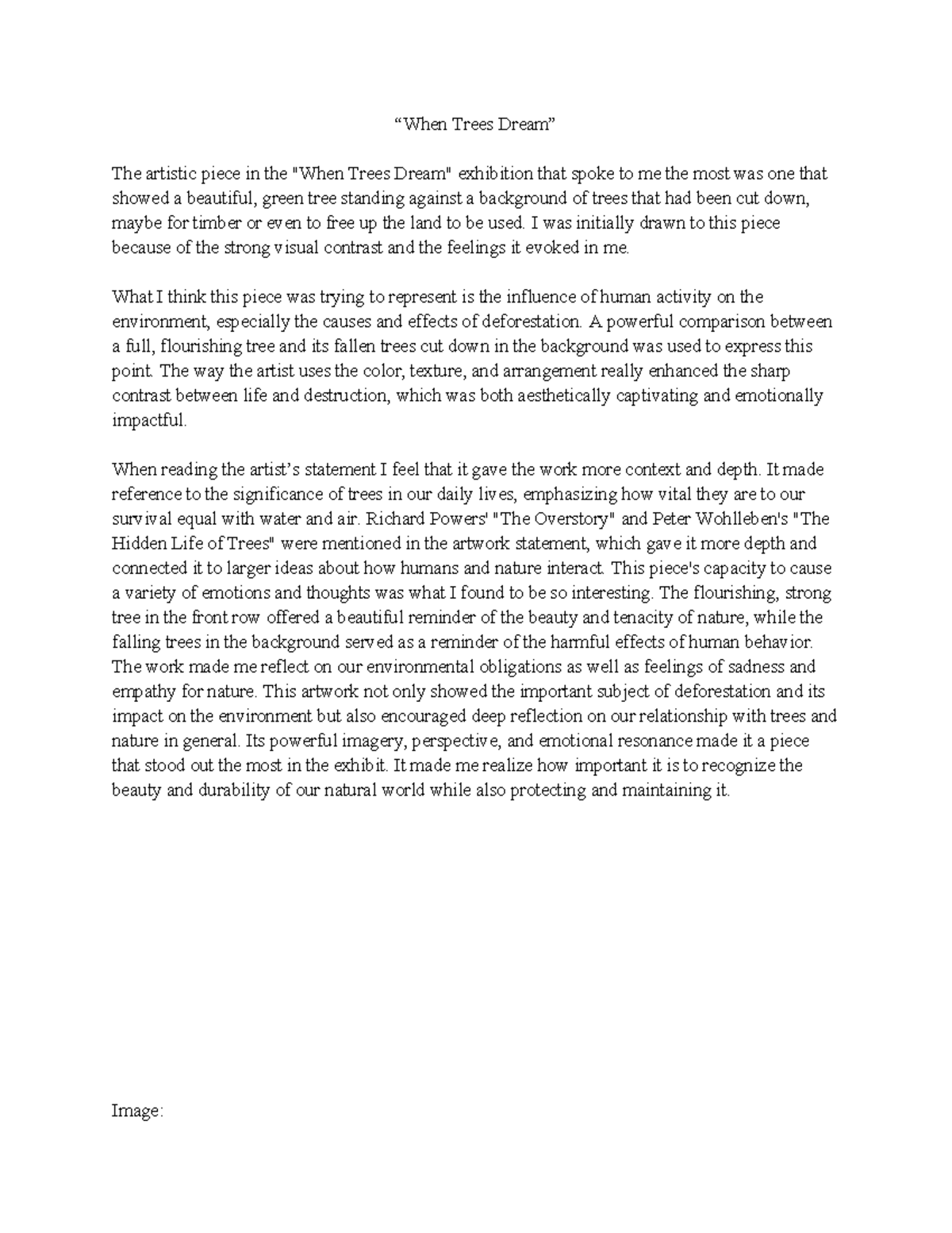 When Trees Dreams - giving your personal interpretation on a gallery ...