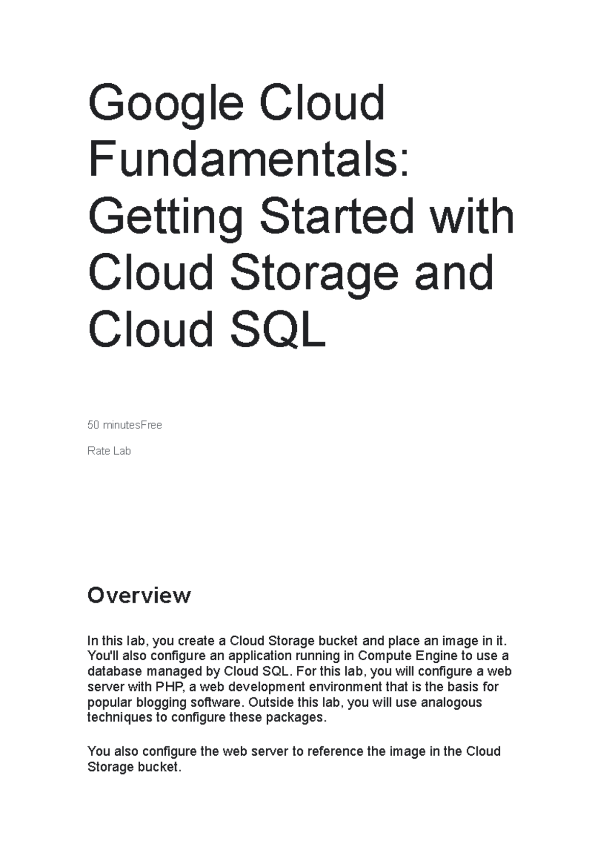 03 Google Cloud Fundamentals - Google Cloud Fundamentals: Getting Started with Cloud Storage and ...