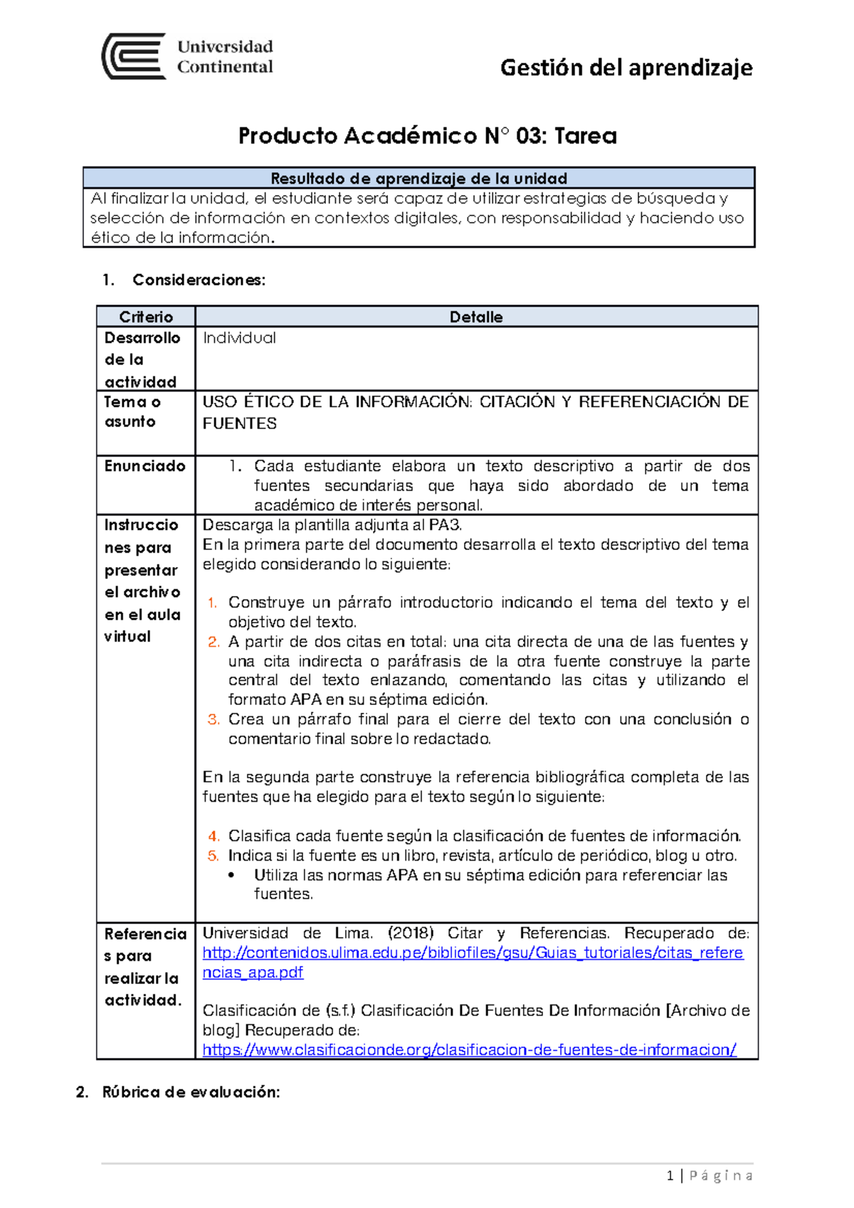 PA3 - PA3 GESTION DE APRENDIZAJE - Gestión del aprendizaje Producto Académico N° 03: Tarea ...
