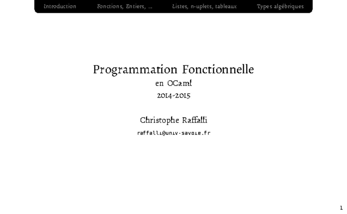 Cours-info421 - Programmation fonctionnelle en OCaml - Programmation Fonctionnelle en OCaml 2014 ...