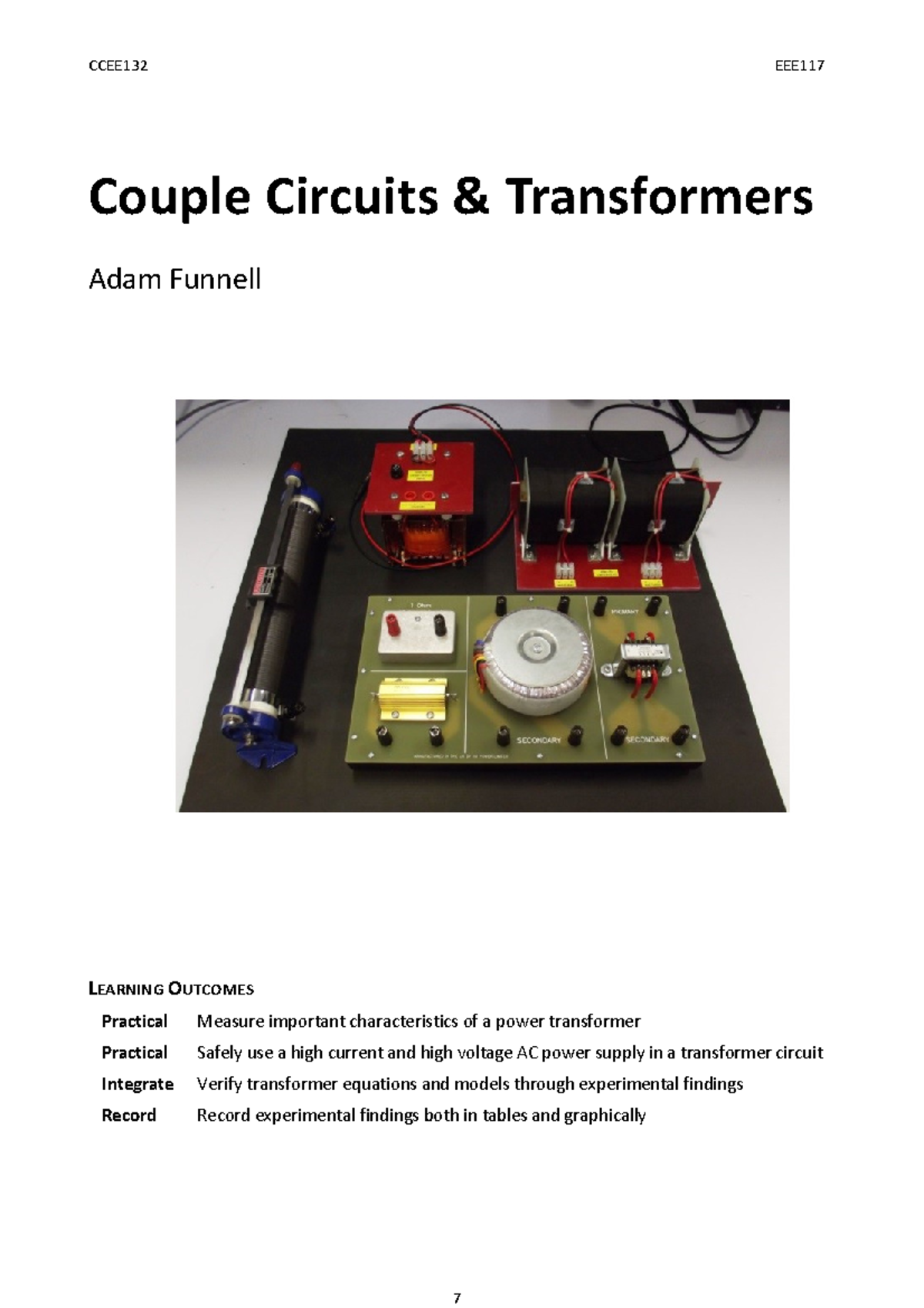 EEE117 Transformers pre-lab - CCEE132 EEE Couple Circuits ...