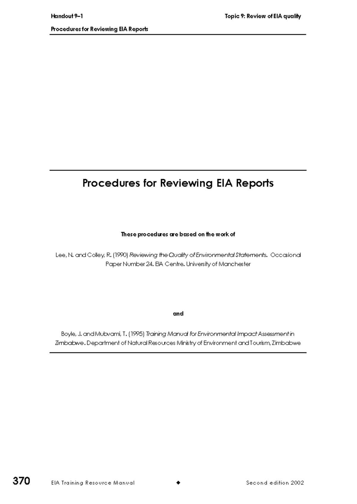 EIA Impact of Review - Procedures for Reviewing EIA Reports Procedures ...