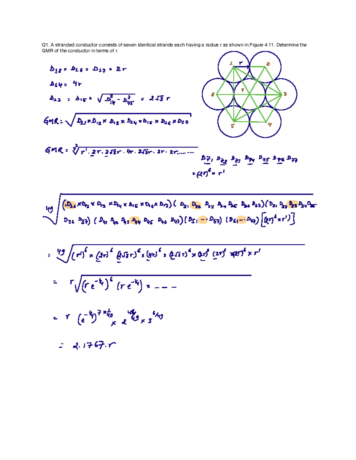 Tutorial 3 transmission line parameters - Q1. A stranded conductor ...