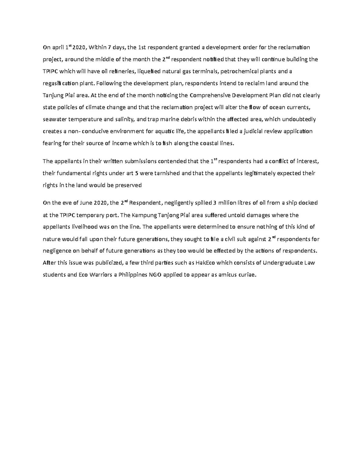 mooting draft speech for MOOT (practical) - On april 1st 2020, Within 7 ...