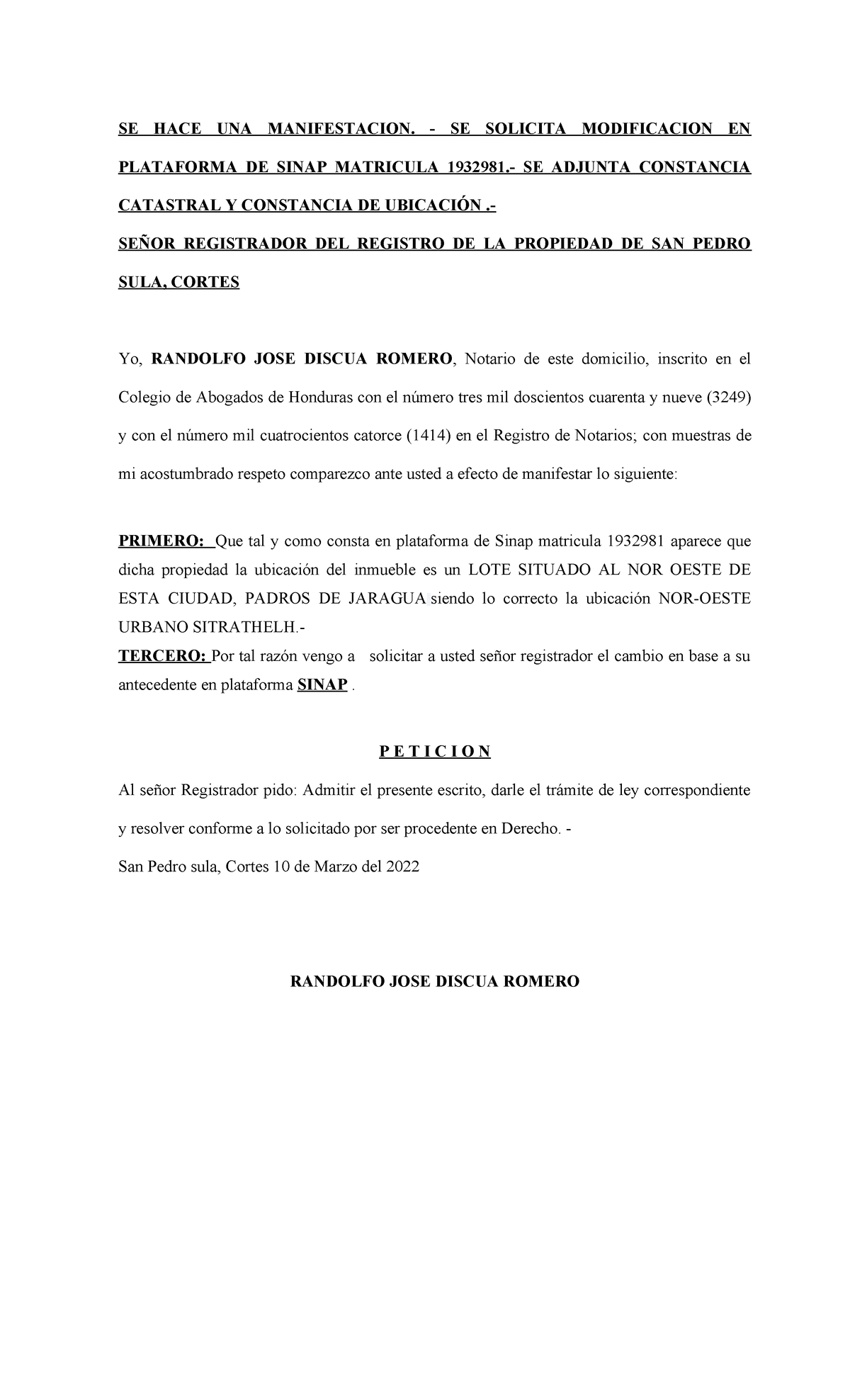 Actualizacion plataforma - SE HACE UNA MANIFESTACION. - SE SOLICITA ...