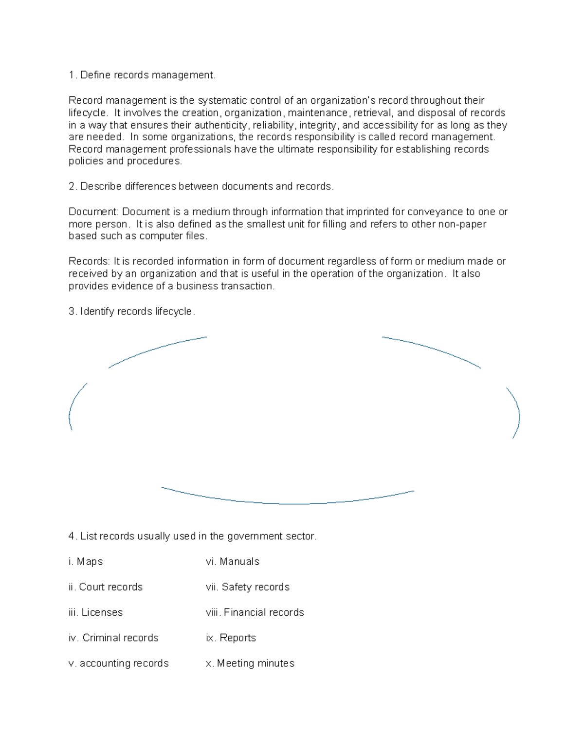 Obm 247 chapter 1 - Define records management. Record management is the ...