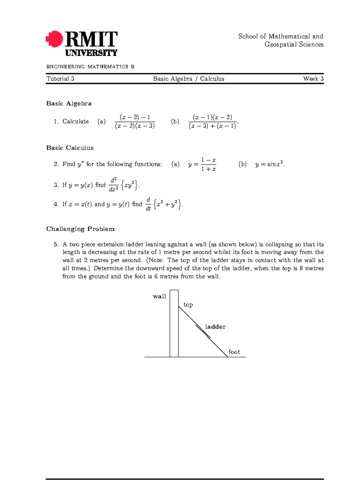 Tutorial 3 - MATH 2128 - School of Mathematical and Geospatial Sciences ...