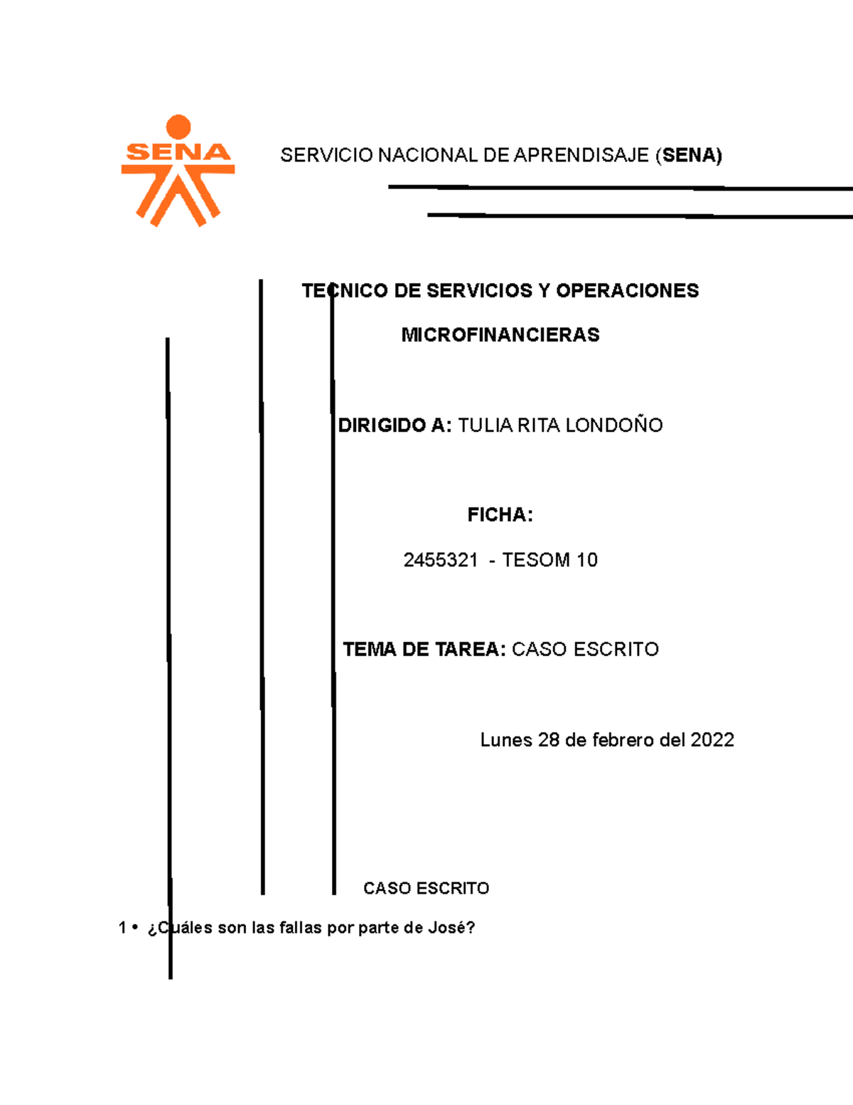 Evidencia Del Caso Escrito 21080969 Servicio Nacional De Aprendisaje