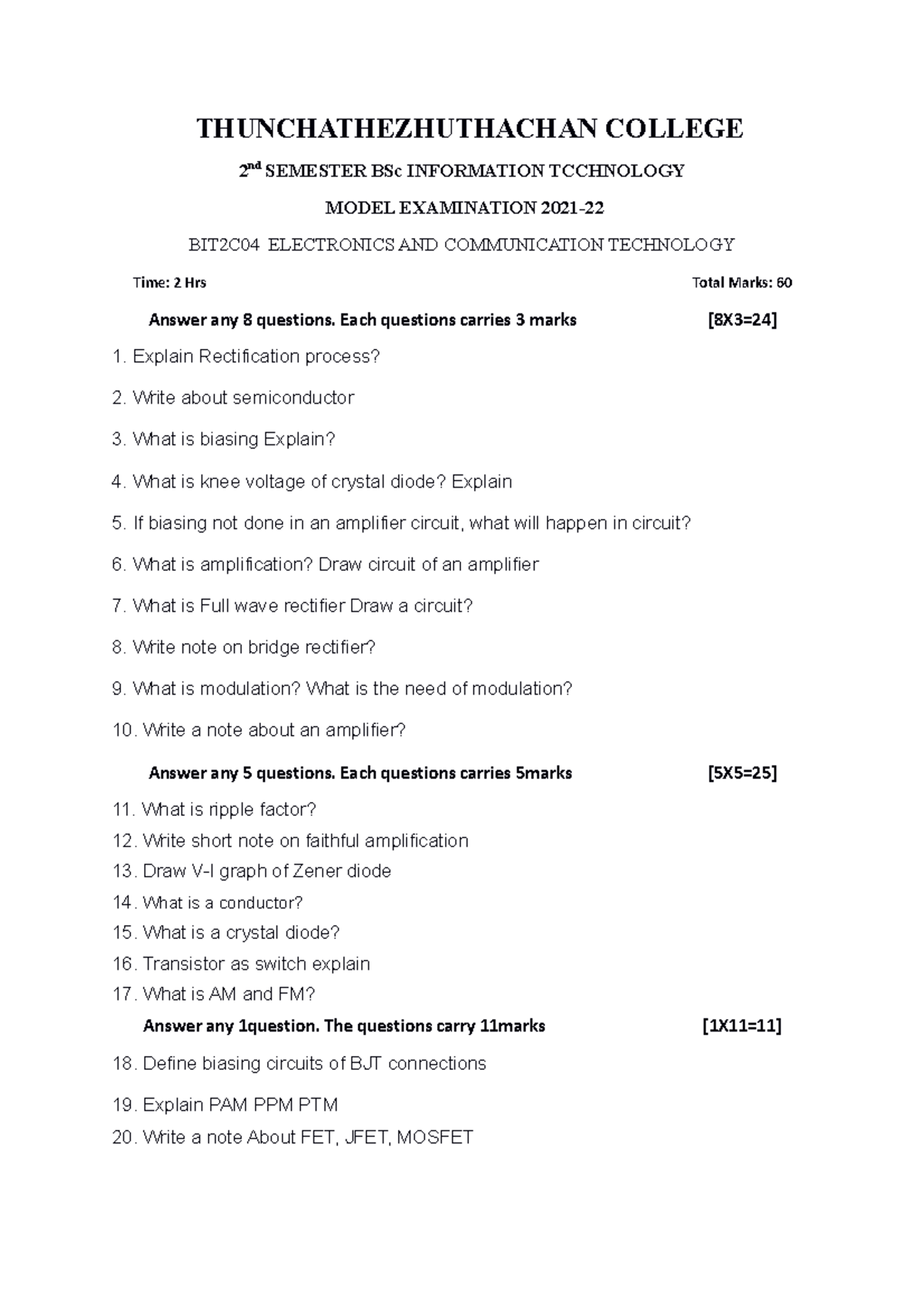 2nd Sem IT Model Examination 2021-22 - THUNCHATHEZHUTHACHAN COLLEGE 2 ...
