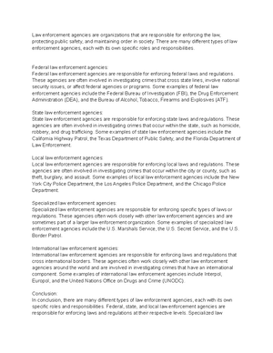 Roles and responsibilities of law enforcement agencies - Law ...