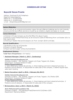 Bayazid CV 1st Page - dfg wsws sfsf - Resume of Bayezid Hasan Pranta Bayezid Hasan Pranta ...