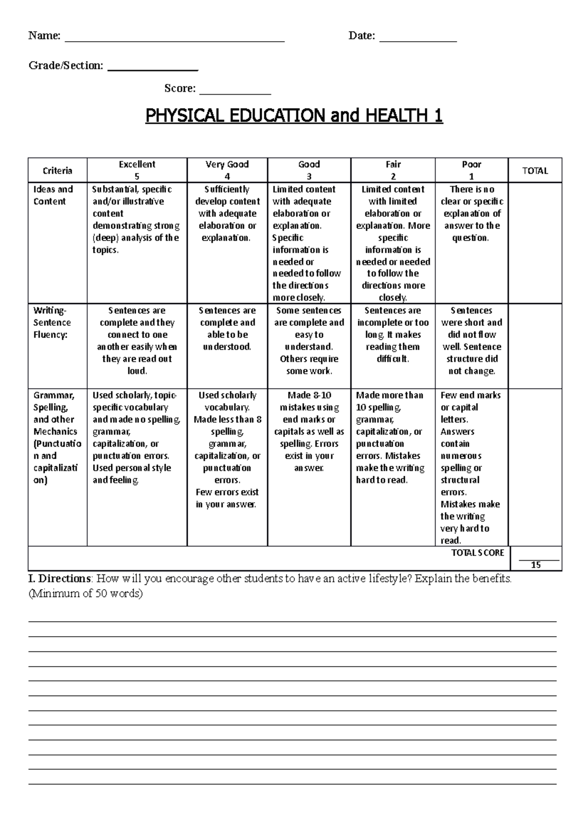 Worksheet AND Performance Number 4 - Name ...