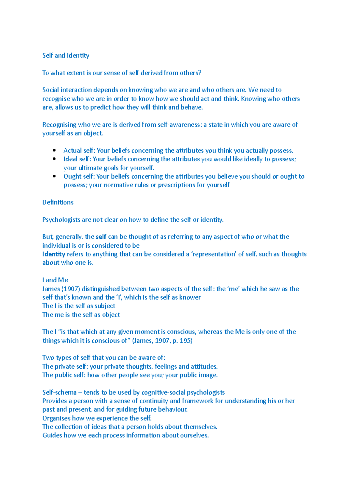 Self and identity - Self and Identity To what extent is our sense of ...