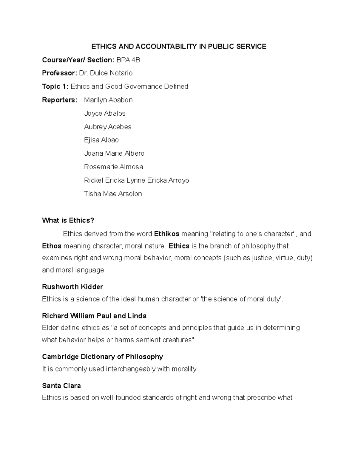 Written Report-kemerut - ETHICS AND ACCOUNTABILITY IN PUBLIC SERVICE ...