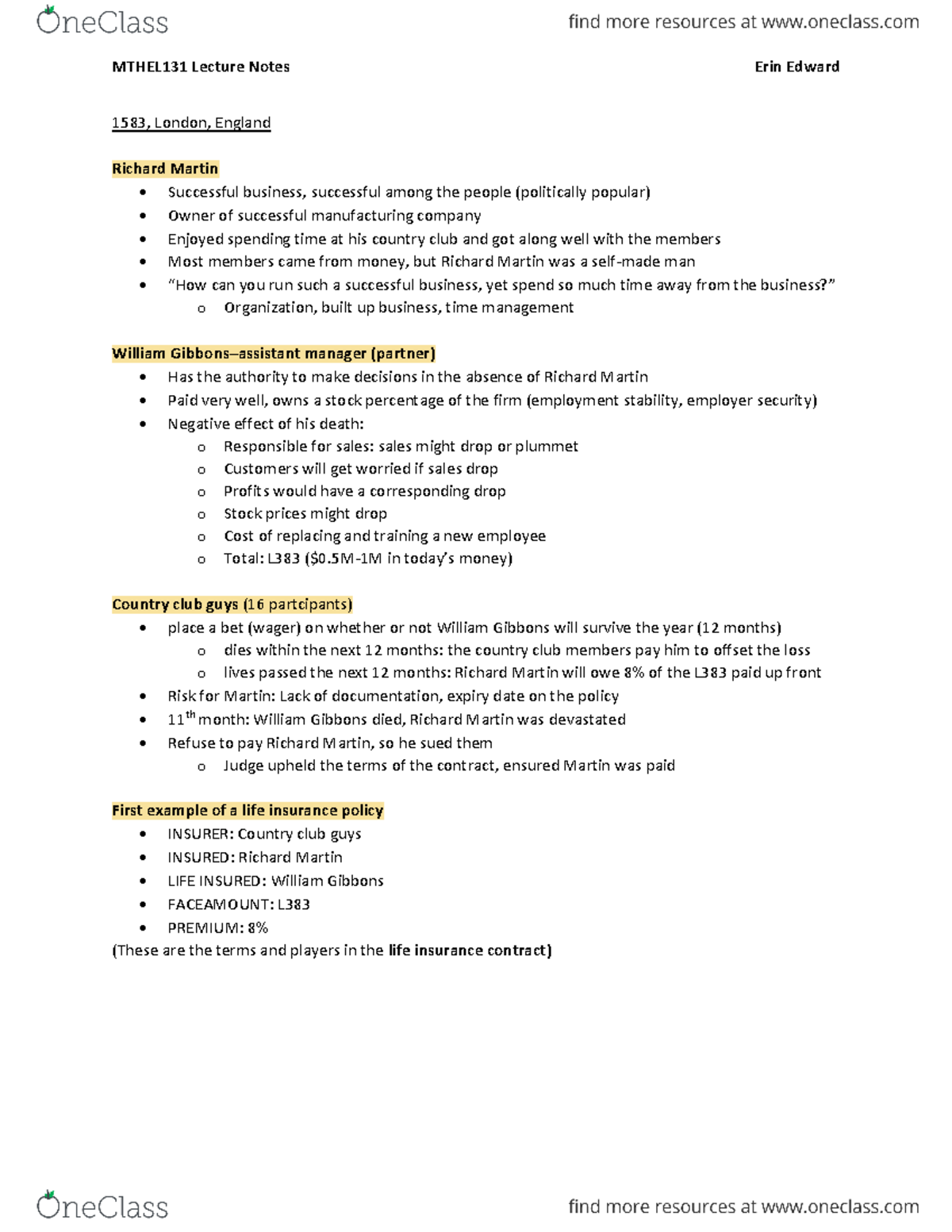 Mthel note - notes - 1583, London, England Richard Martin x Successful ...