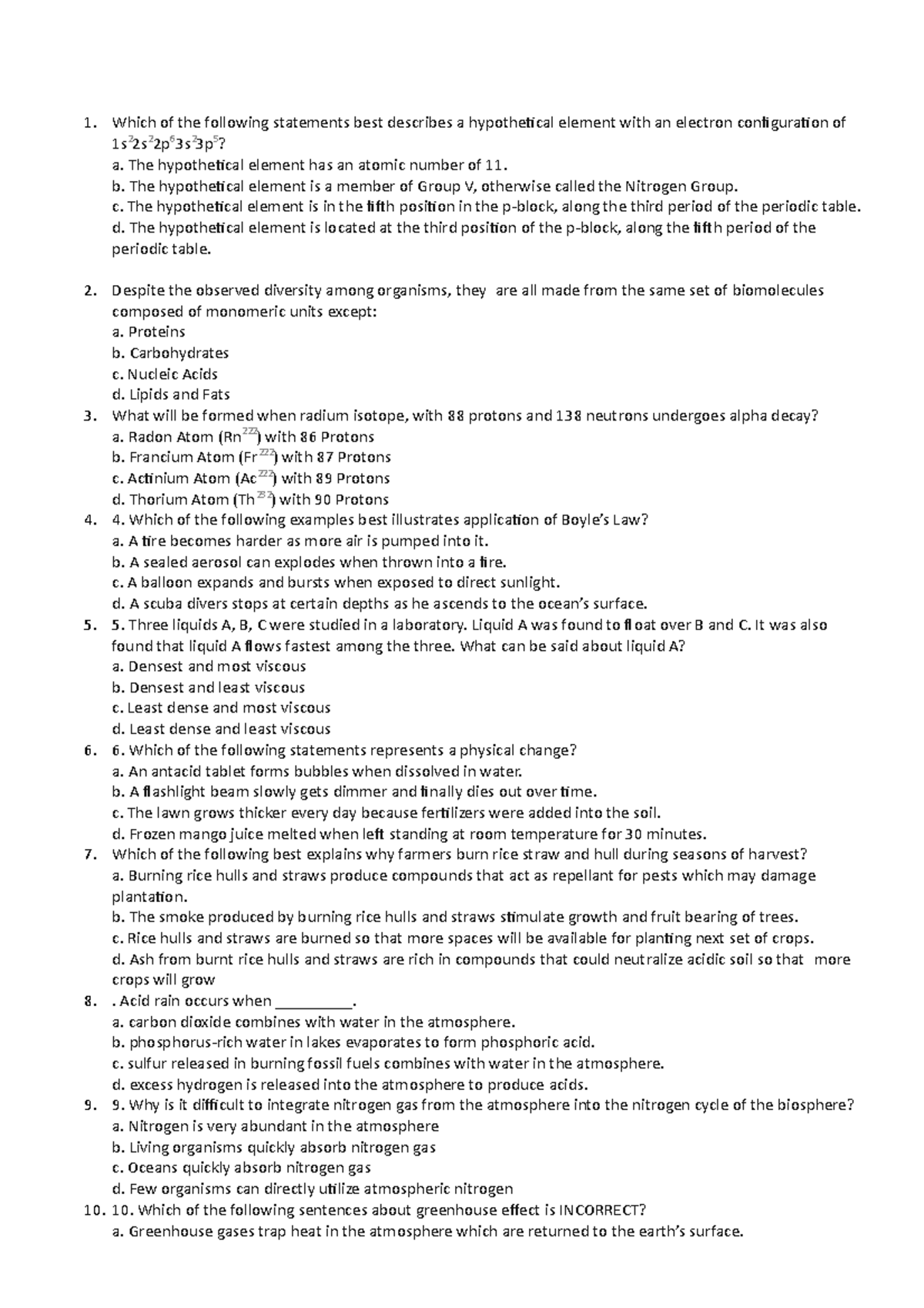 Science reviewer for Exam - BS Secondary Education - MinSCAT - Studocu