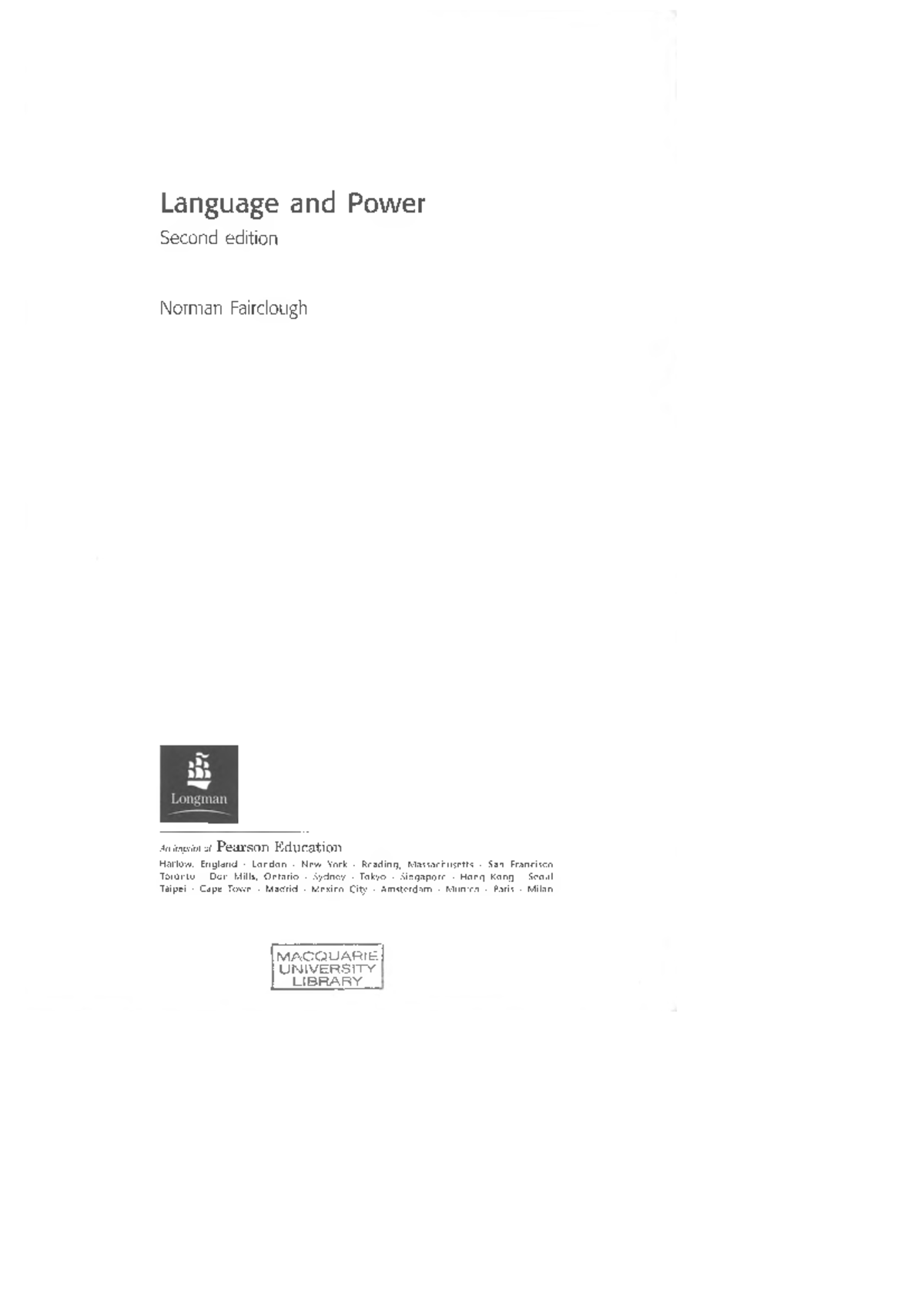 Discourse and power - Language and Power Second edition Norman ...