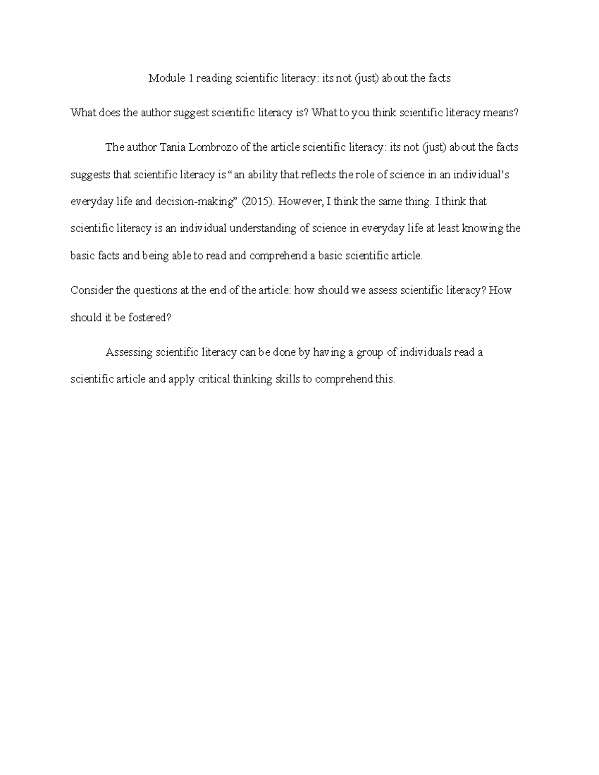 Module 1 reading scientific literacy - Module 1 reading scientific ...