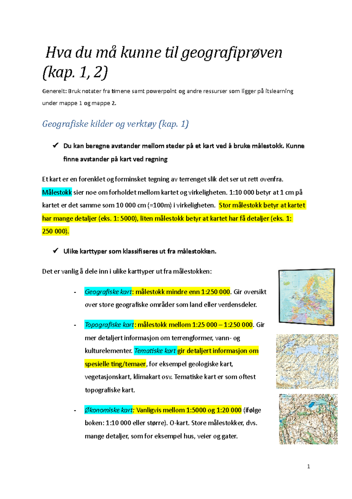 Geografiprøven kap. 1 og 2 (Kart og indre krefter) - Hva du må kunne ...