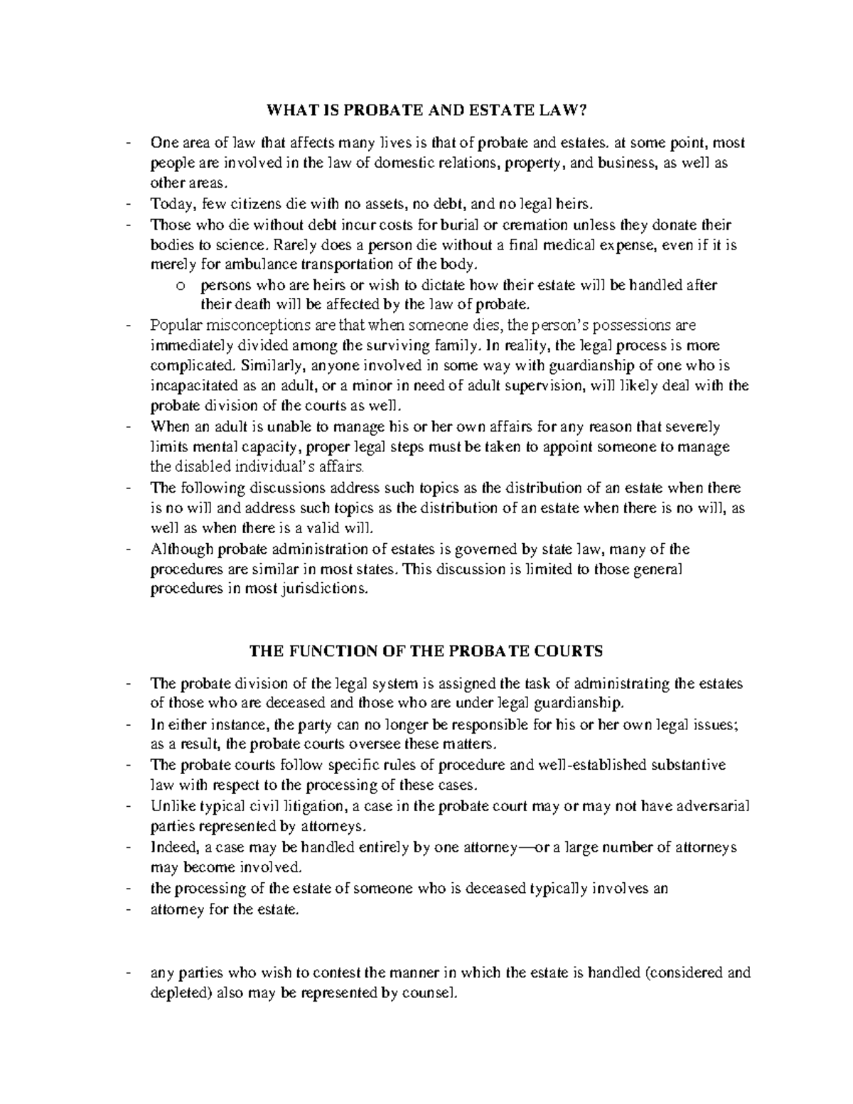 Estates and Probate - WHAT IS PROBATE AND ESTATE LAW? One area of law ...