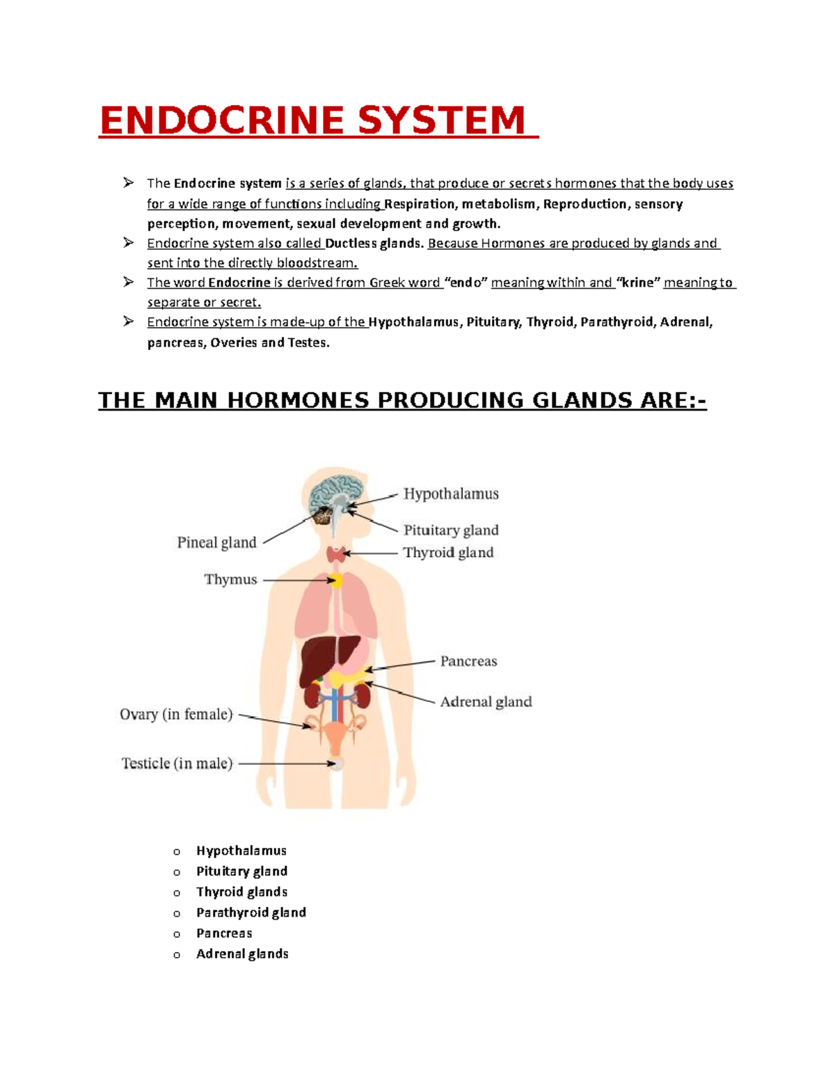 Endocrine system simple notes, easily understood this topics ...