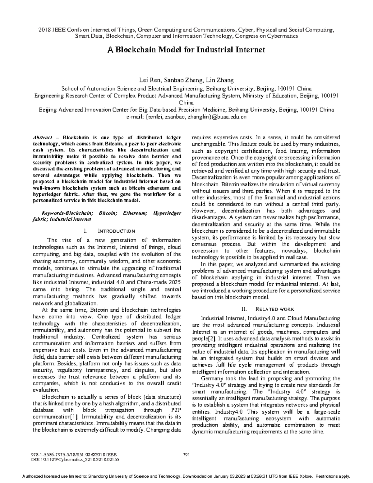A Blockchain Model For Industrial Internet Edu Abstract Blockchain
