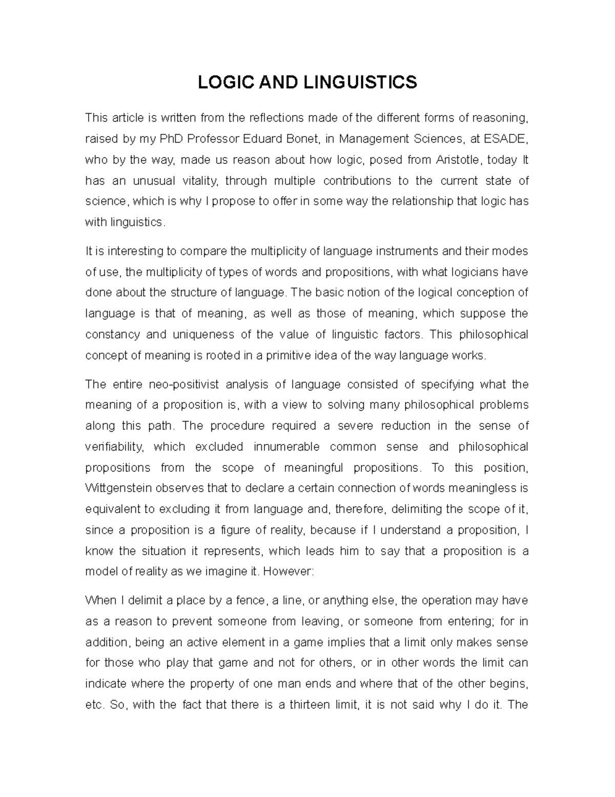 Logic AND Linguistics - LOGIC AND LINGUISTICS This article is written ...