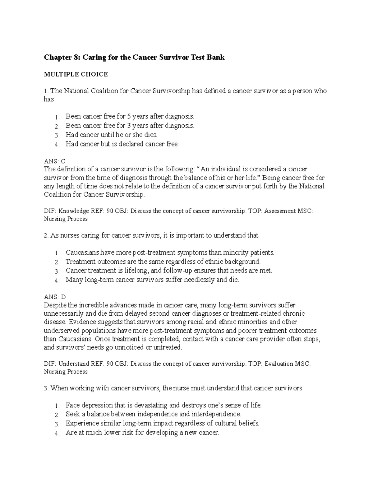 Caring for cancer surivors - Chapter 8: Caring for the Cancer Survivor ...