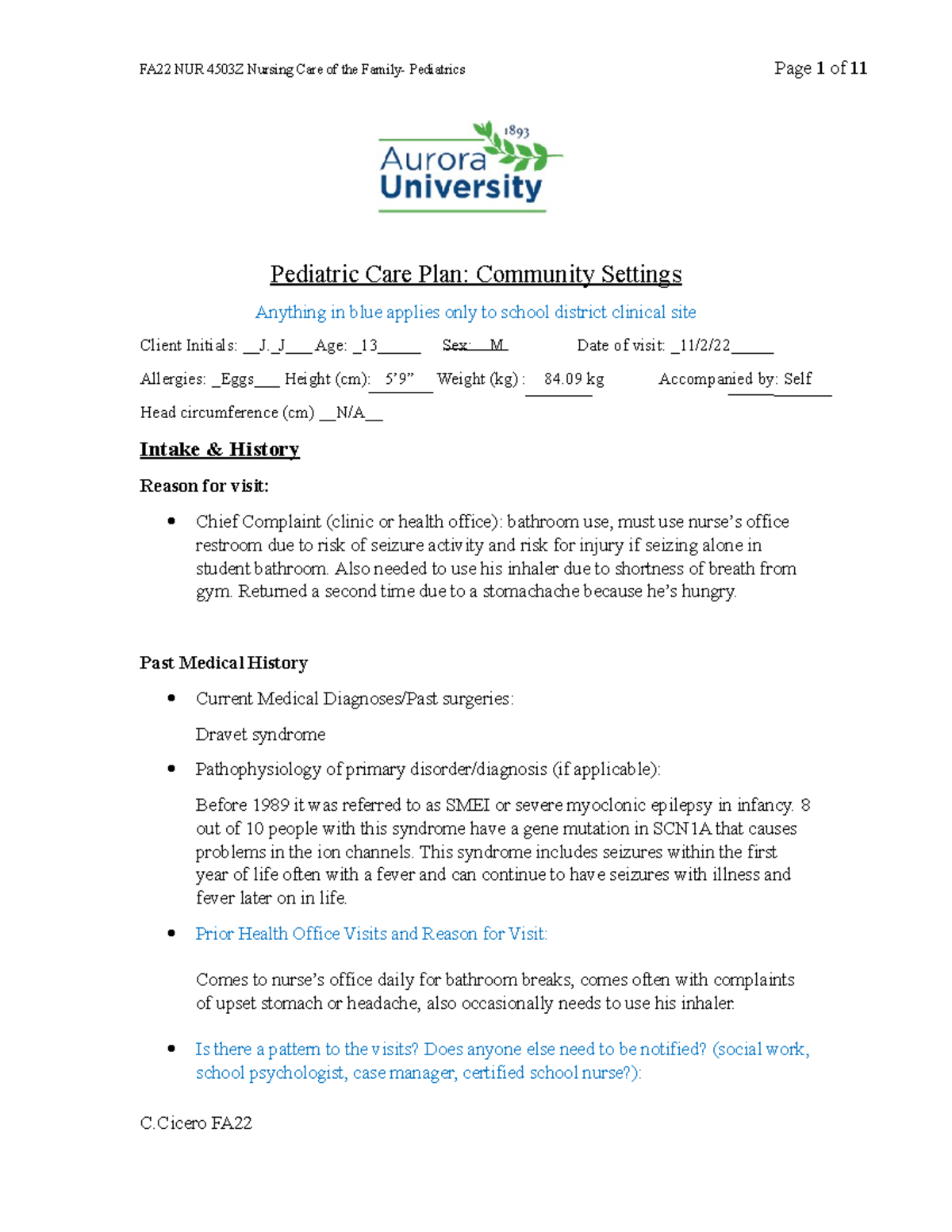 Peds care plan 1 - meds/care plan for meds - Pediatric Care Plan ...