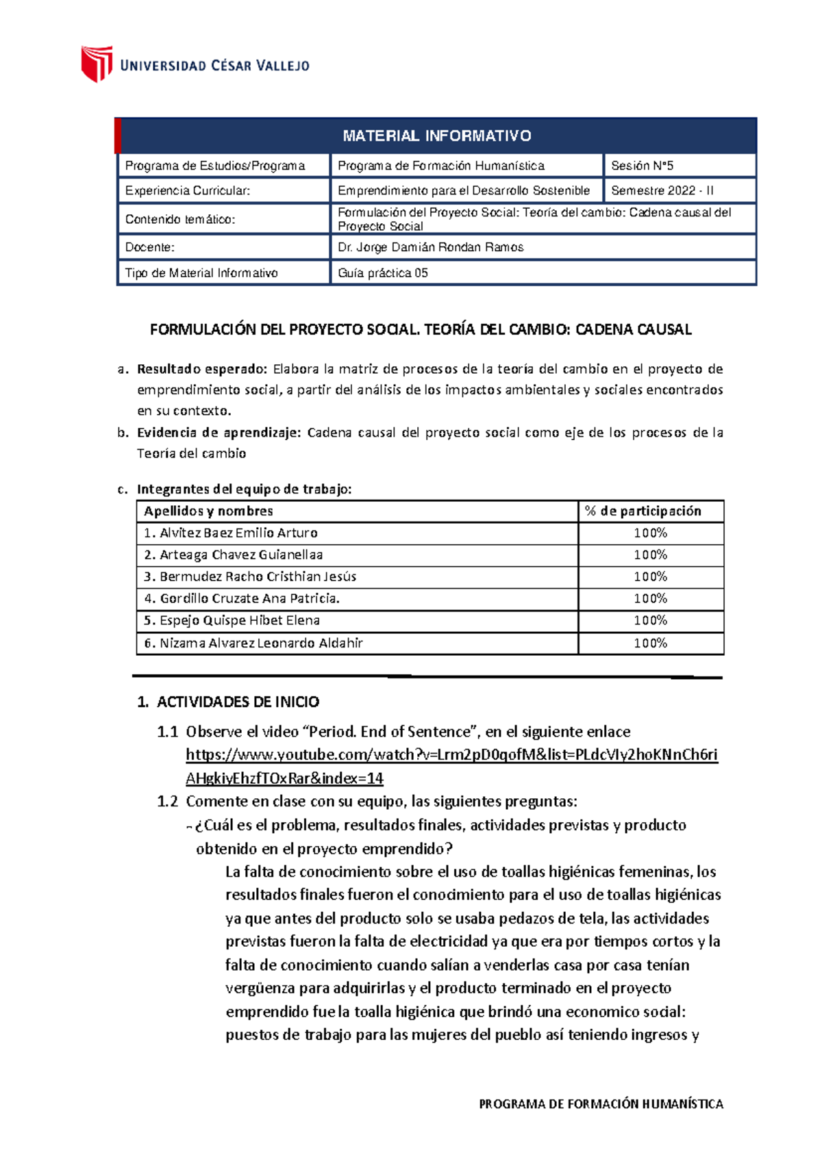 Guía práctica N° 05 (5) grupo 4 - MATERIAL INFORMATIVO Programa de ...
