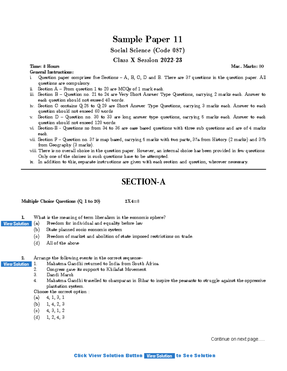 Social sp - feiowkf - CBSE Social Science Class 10 Sample Paper 11 Page ...